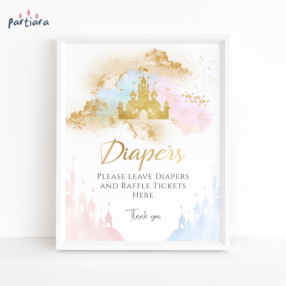 Fairytale Baby Shower Sign, Diapers Table Poster Decoration Printable ...