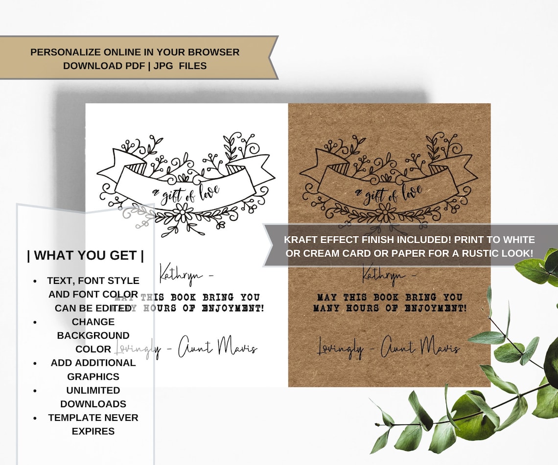 Editable Book Label Cards Personalized Library Book Labels | Etsy