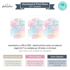 Unicorn Threenage Dream Invite, 3rd Birthday Invitations, Pastel ...