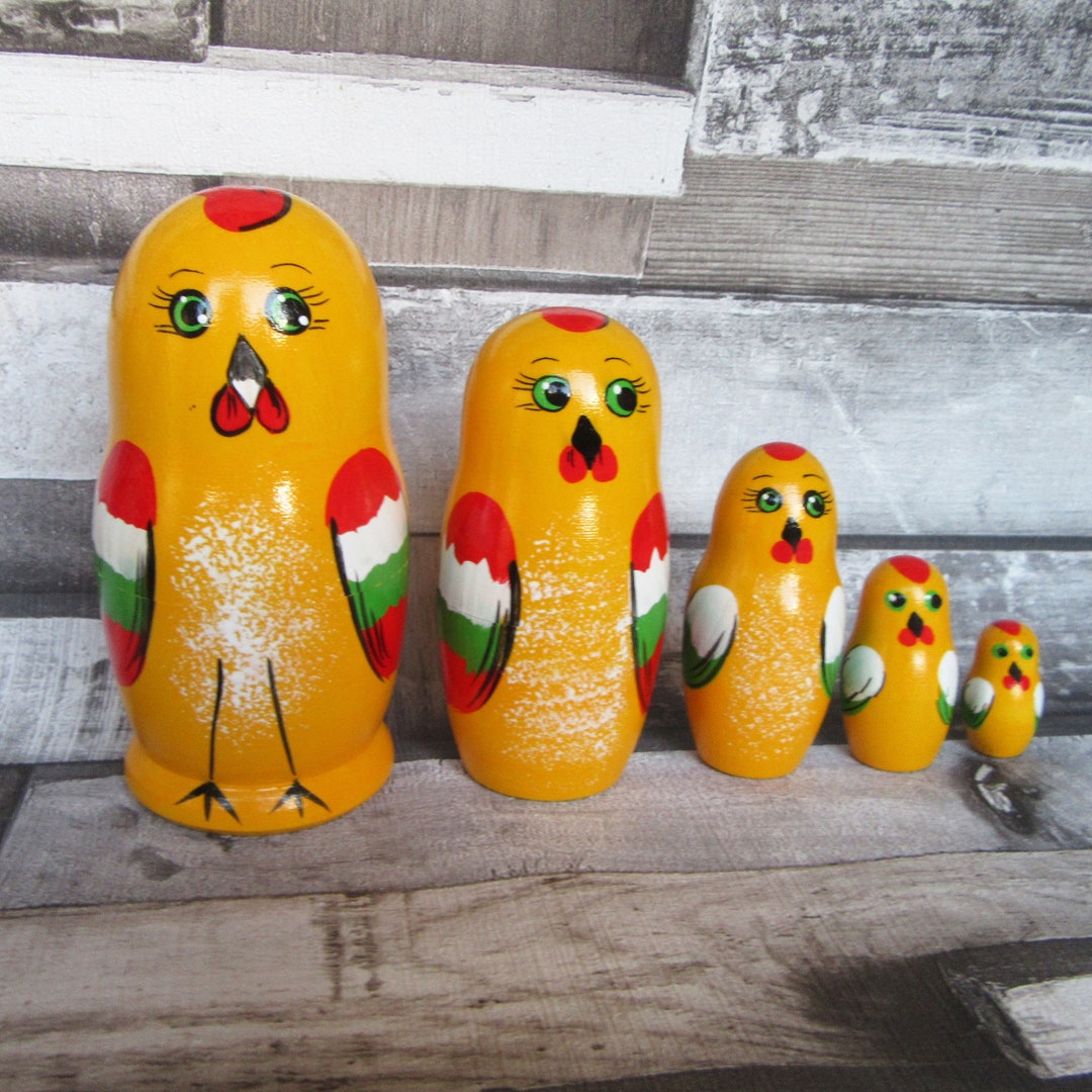 Cute Yellow Bird Nesting Doll 5 Piece Home Decor Gift - Etsy
