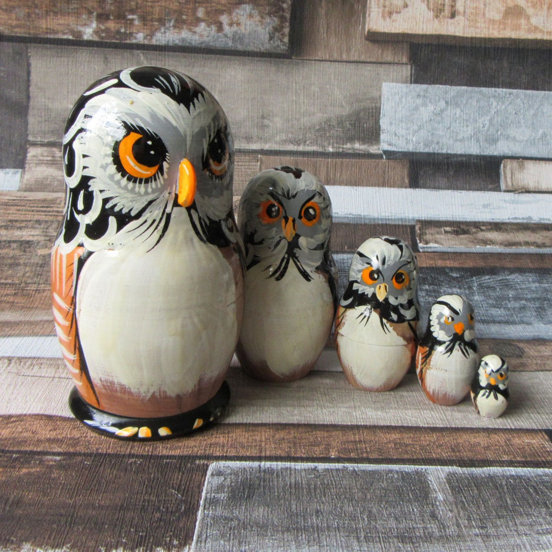 Owl Dolls - 5 Piece 13cm - Nesting Dolls - Handmade -matryoshka - Etsy UK