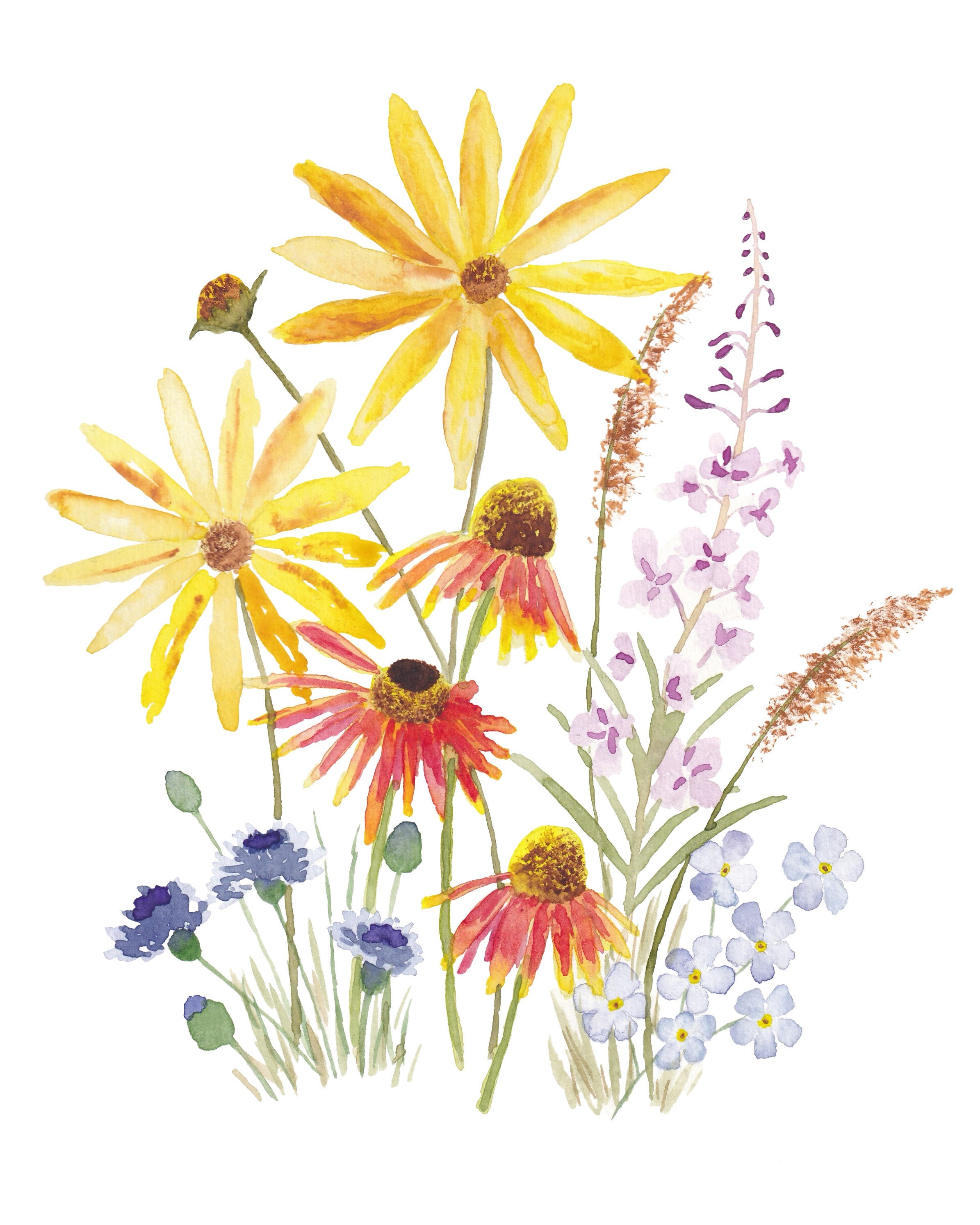 Wildflower Watercolor Digital Download - Etsy