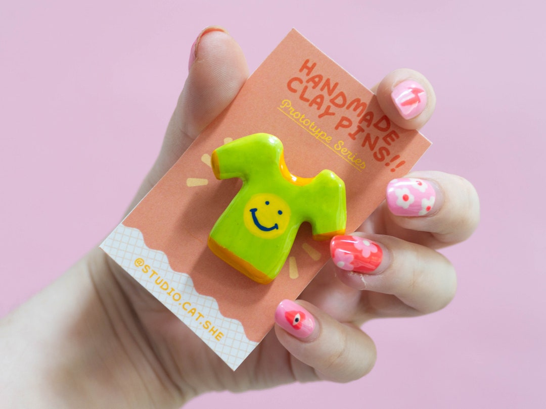 Cute Handmade Polymer Clay Pins Studio Cat-she - Etsy
