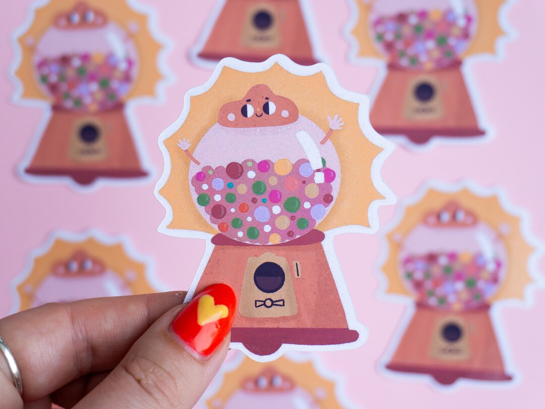 Cute Gumball Machine Handmade Sticker - Studio Cat-she - Etsy