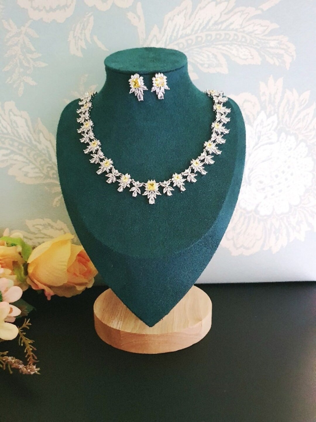 Yellow Bridal Jewellery Set. Wedding Necklace Set. Yellow Jewellery Set ...