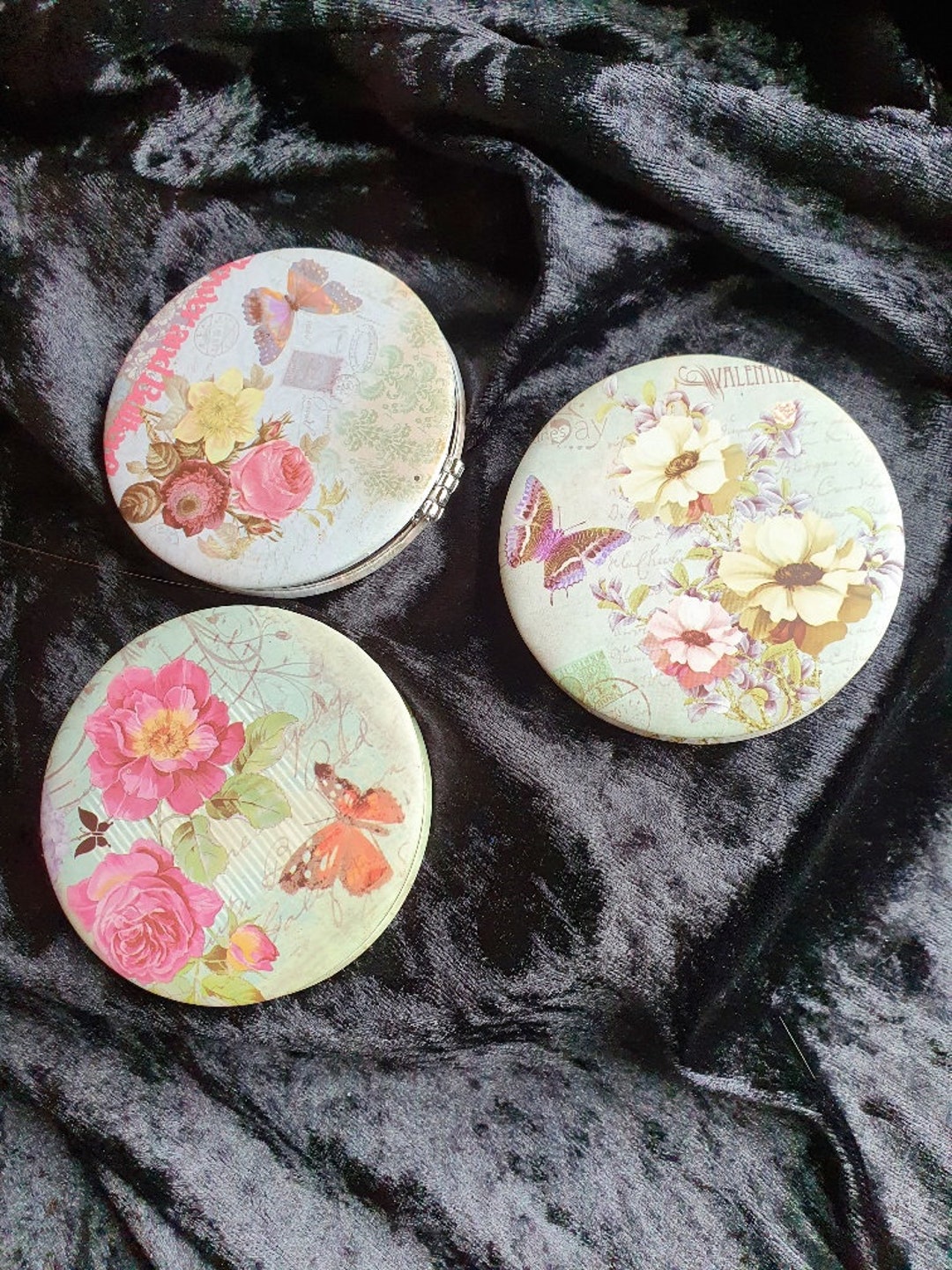 Makeup Compact Handbag Mirror. Vintage Style Art Deco PU - Etsy.de