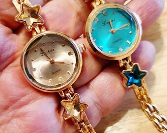 Gold Blue Face Watch | Etsy