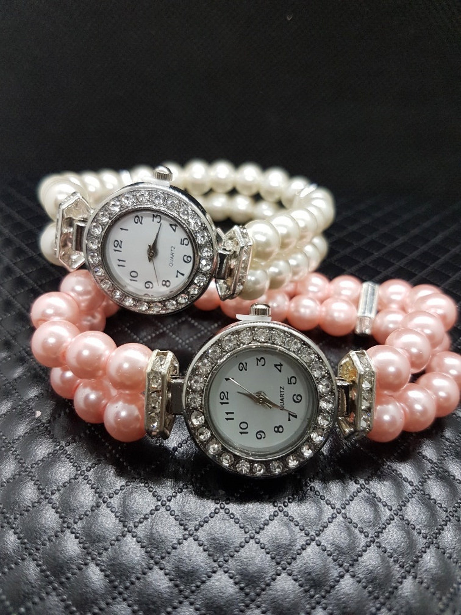 Ladies Pearl Dress/cocktail Watch. Adjustable Stretch Bracelet | Etsy UK