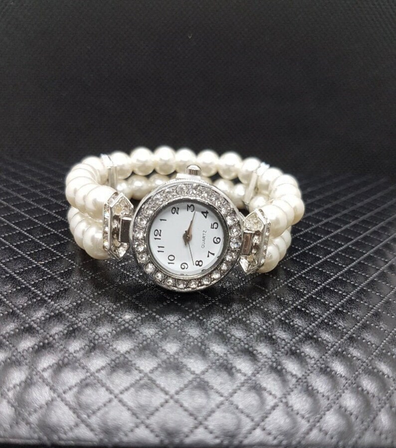 Ladies Pearl Dress/cocktail Watch. Adjustable Stretch Bracelet - Etsy UK