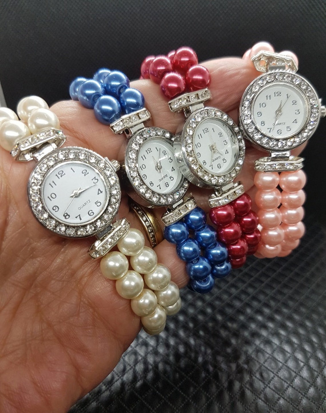 Ladies Pearl Dress/cocktail Watch. Adjustable Stretch Bracelet - Etsy UK