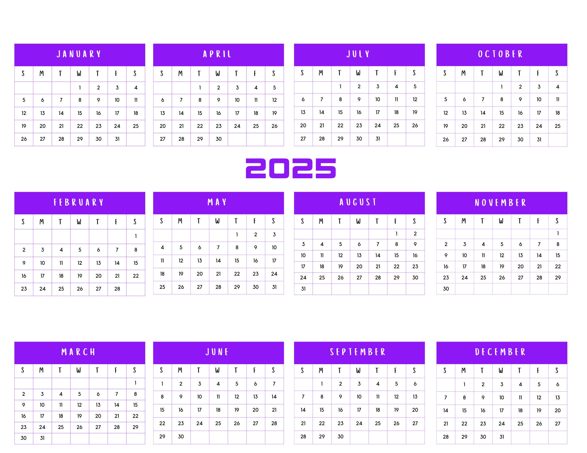 Printable / Digital 24 Month Calendar 2024/2025 Calendars - Etsy