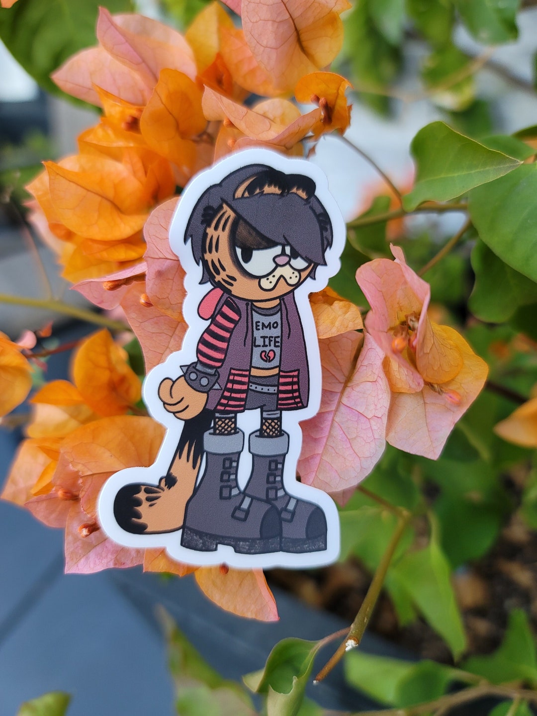 Garfield Emo Sticker Silly Garfield Sticker Emo Cat Sticker - Etsy