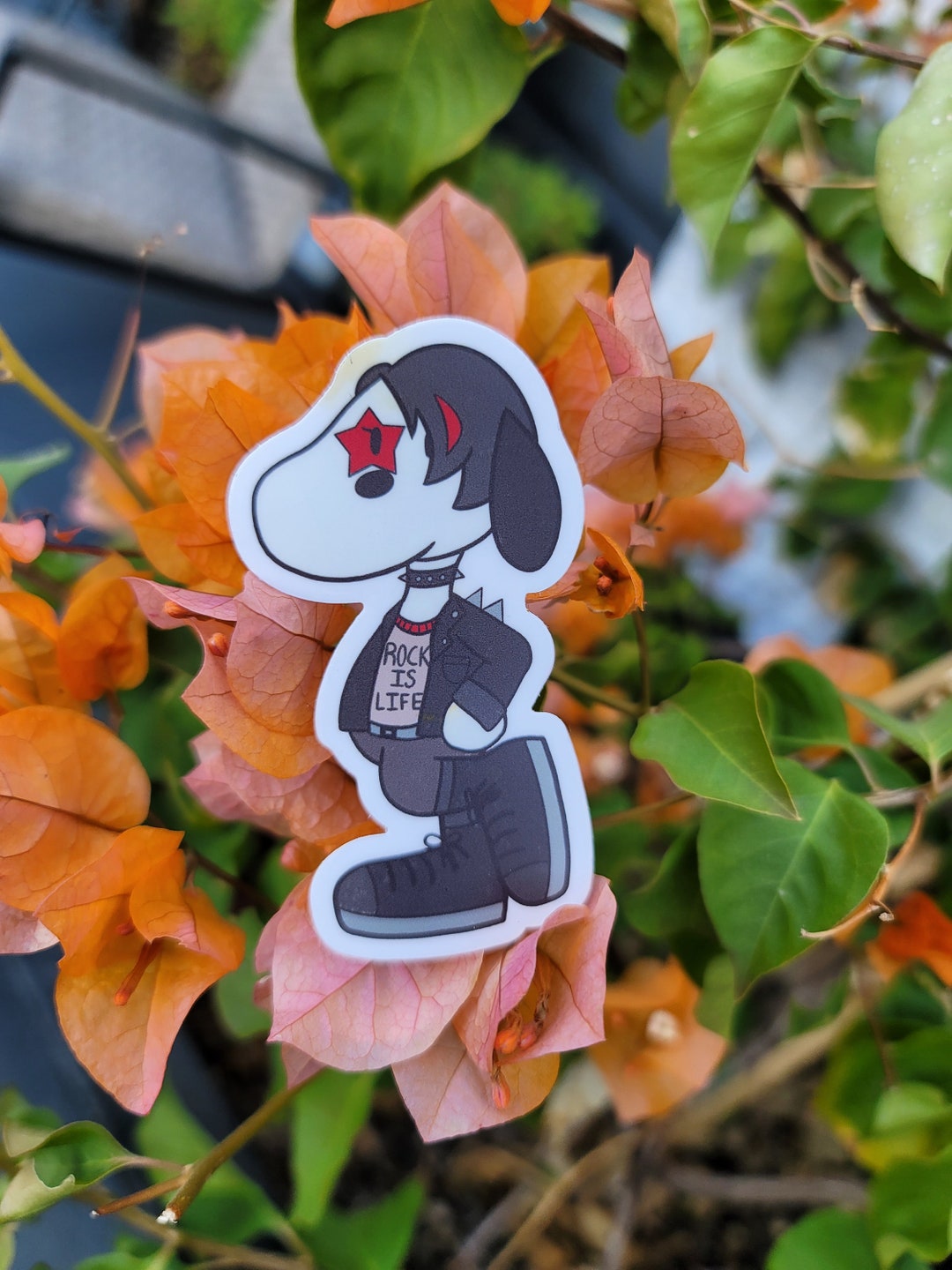 Rock Snoopy Sticker Silly Cute Snoopy Sticker Rocker Snoopy - Etsy
