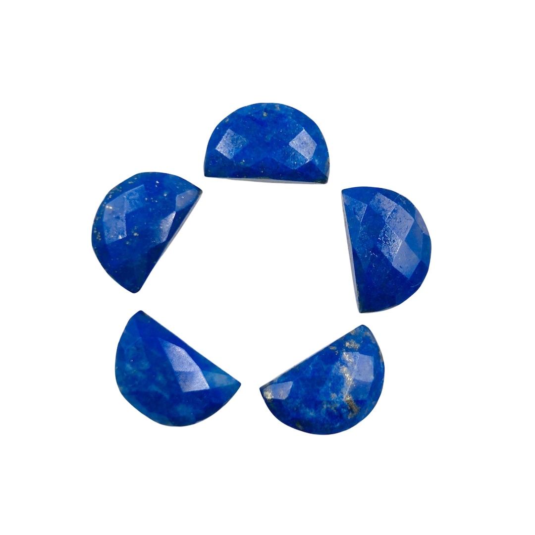 2 Pieces Natural Lapis Lazuli Gemstone, Half Moon D" Shape Gemstone ...