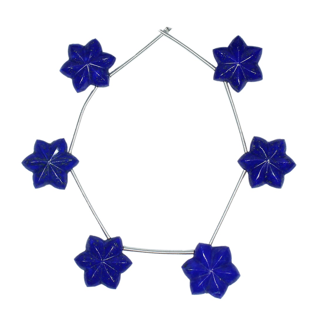 6pc Carved Lapis Lazuli Flower Beads, Gemstone Briolettes - Etsy