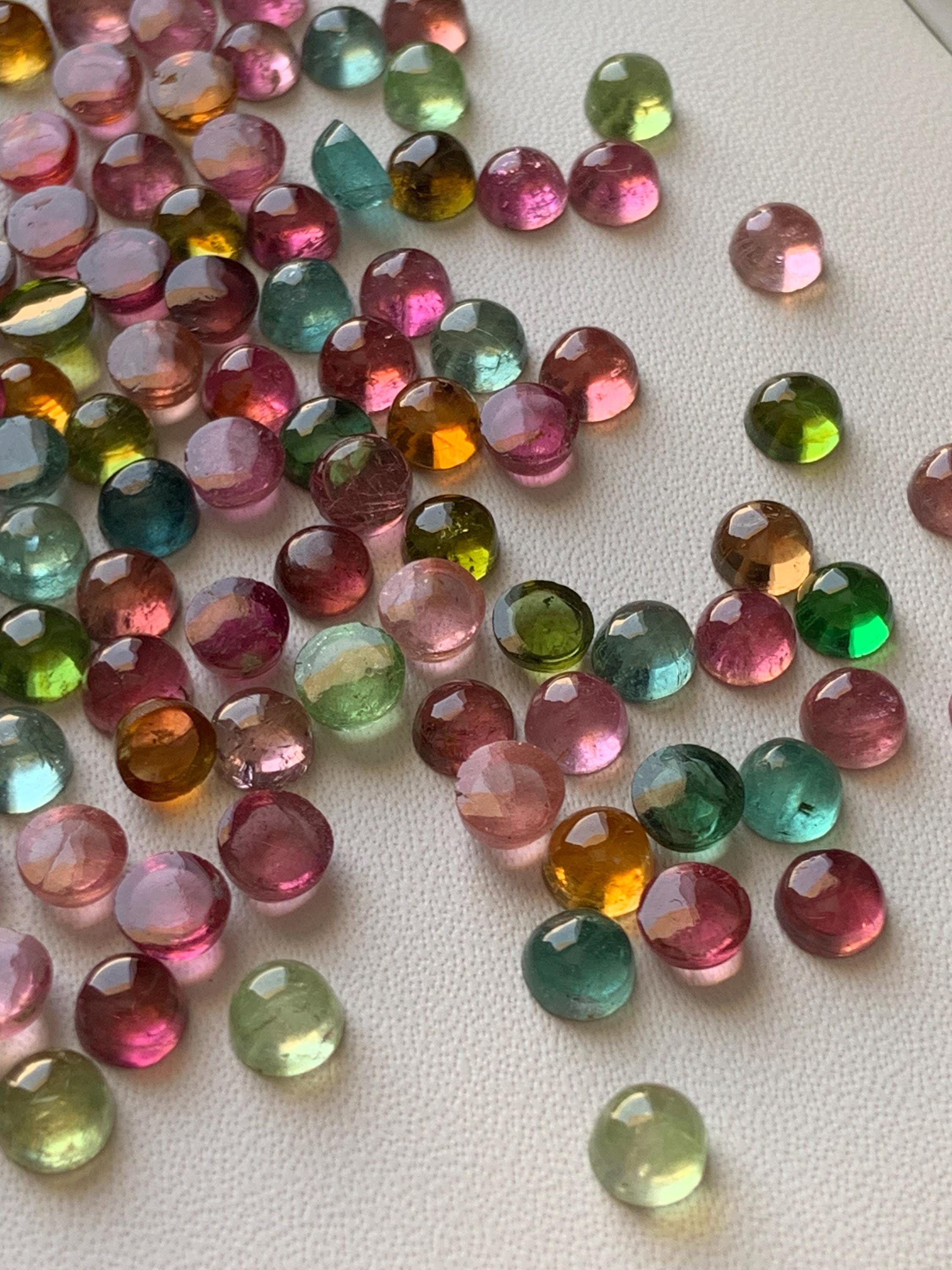 Natural Multi Tourmaline Smooth Round Gemstone Cabochon, CALIBRATED ...