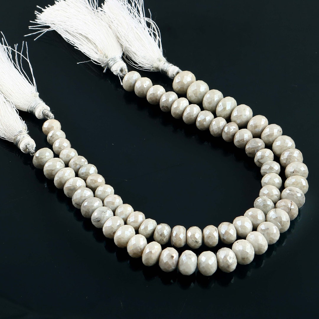 Silverite Faceted Roundel Shape Beads for Women Necklace, Silverite ...