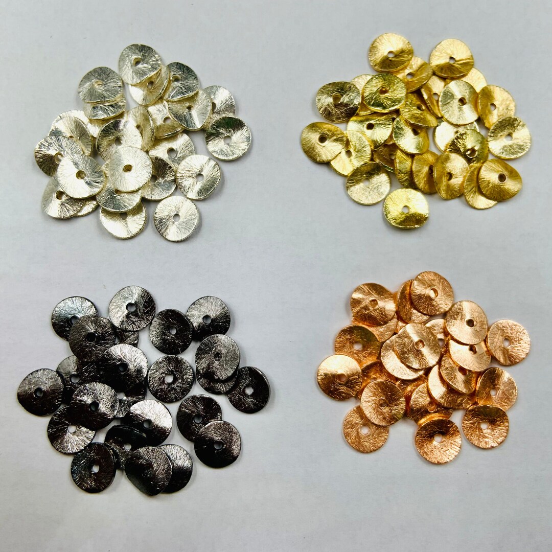 6mm, 8mm, 10mm, 12mm,gold and Silver Wavy Disc Spacers, Brushed Wavy ...