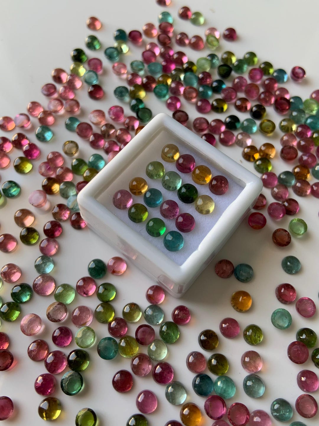 Natural Multi Tourmaline Smooth Round Gemstone Cabochon, CALIBRATED ...