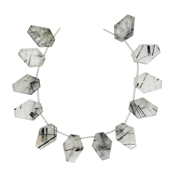 12 pcs Natural Black Rutile Coffin shape Gemstone Briolette | Etsy