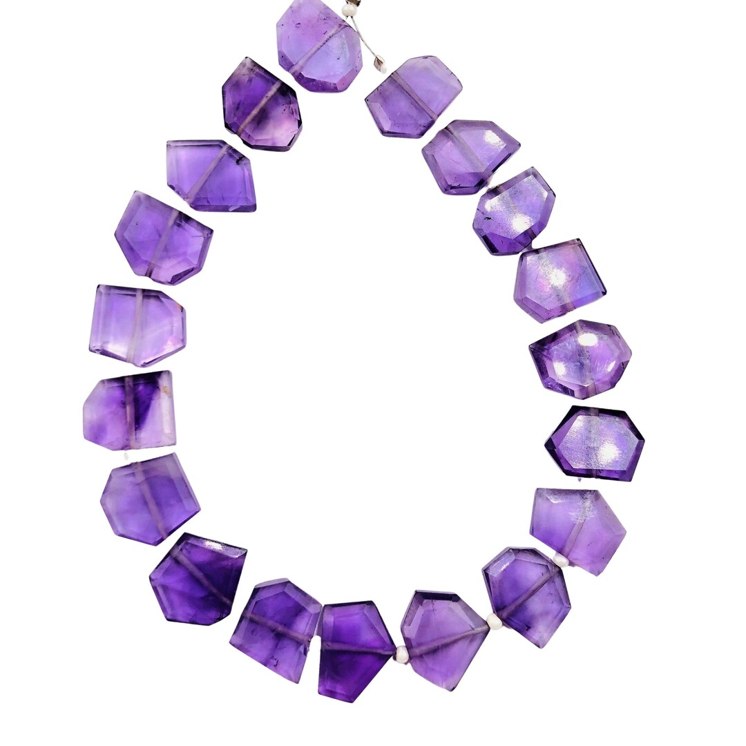 Natural Amethyst Fancy Shape Slice Gemstone Beads, Faceted Gemstone ...