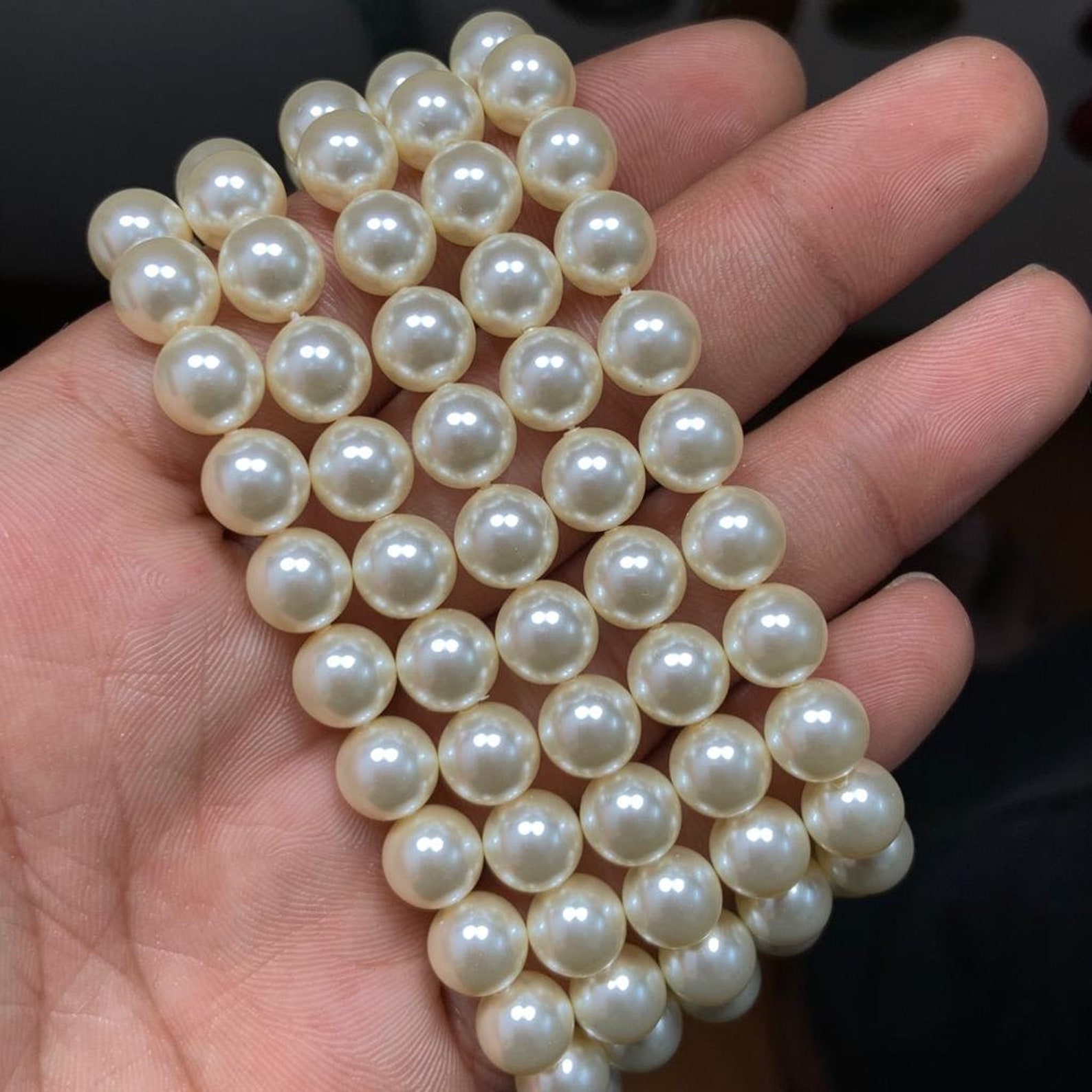Crystal Cream (001 620) Genuine Swarovski 5810 Pearls Round Glass Beads ...