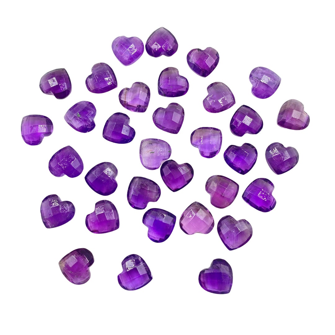 Natural Amethyst Faceted Carved Heart Shape Loose Gemstone Beads ...