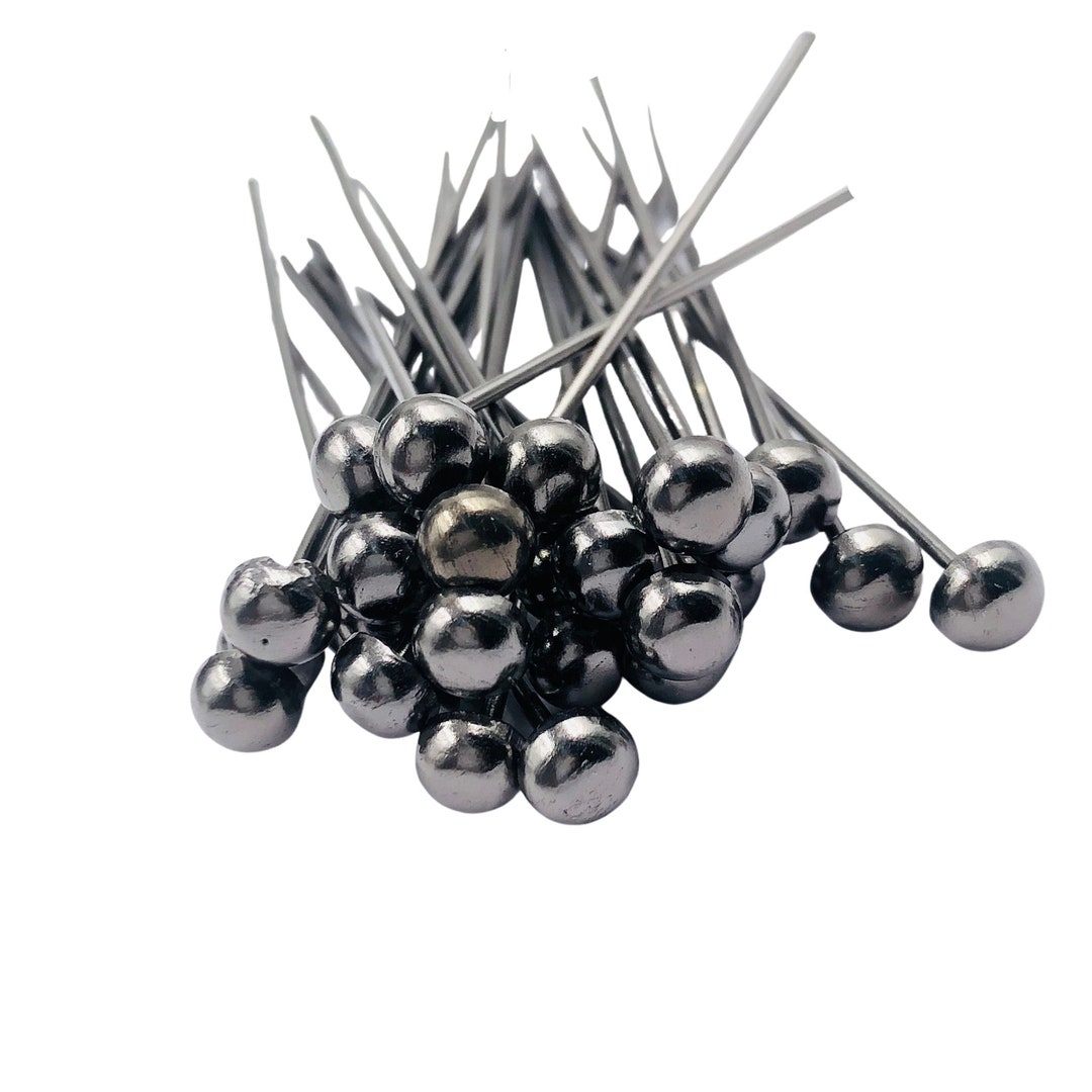 50 Pcs Black Plated Decorative Head Pins, 52mm, Fancy Headpins, Silver ...
