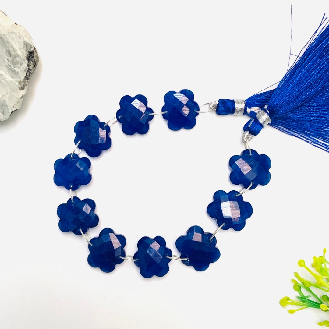 10 Pieces Natural Blue Quartzite Faceted Double Drilled Gemstone Beads ...