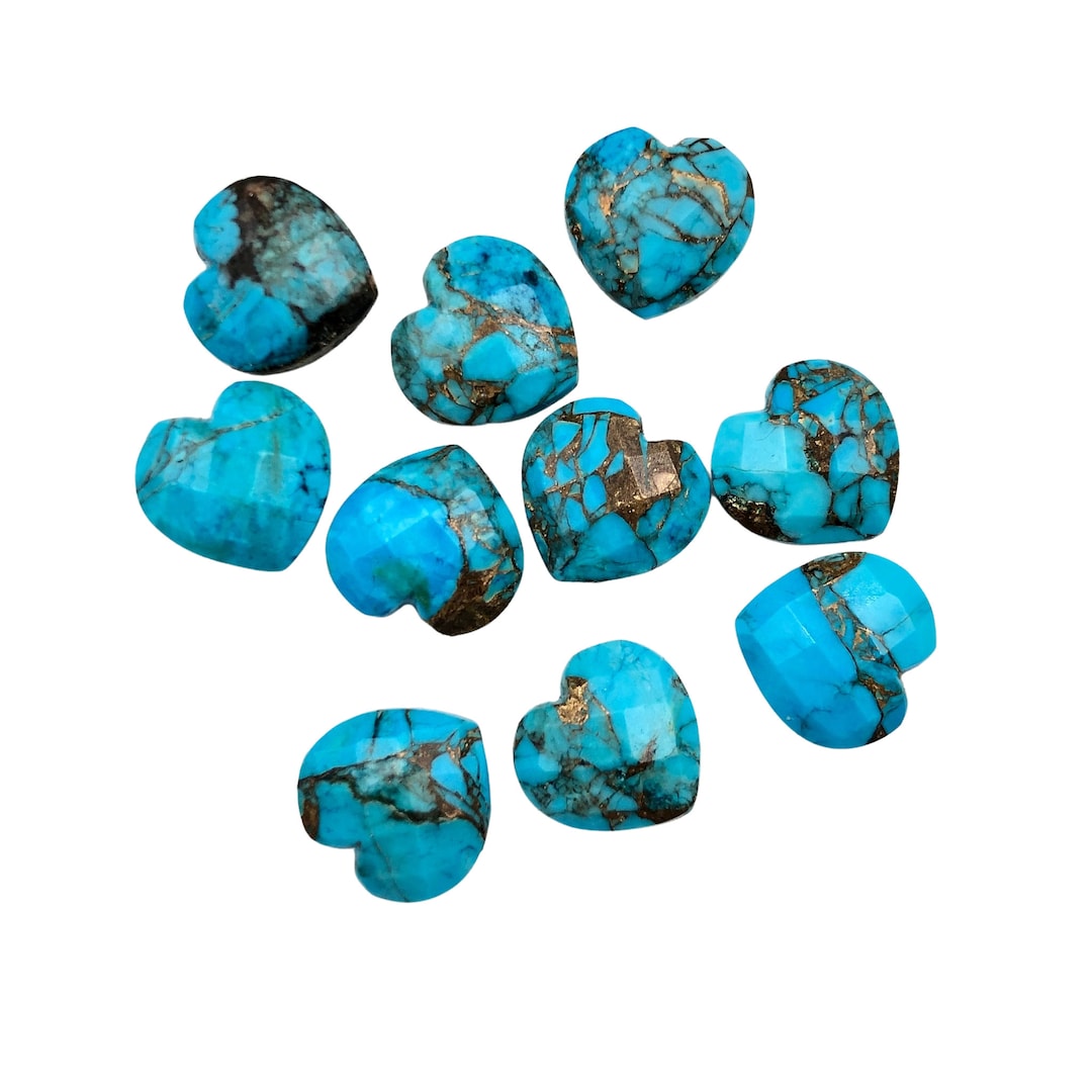2 Faceted Copper Turquoise Heart Briolettes, 10mm Loose Gemstone - Etsy