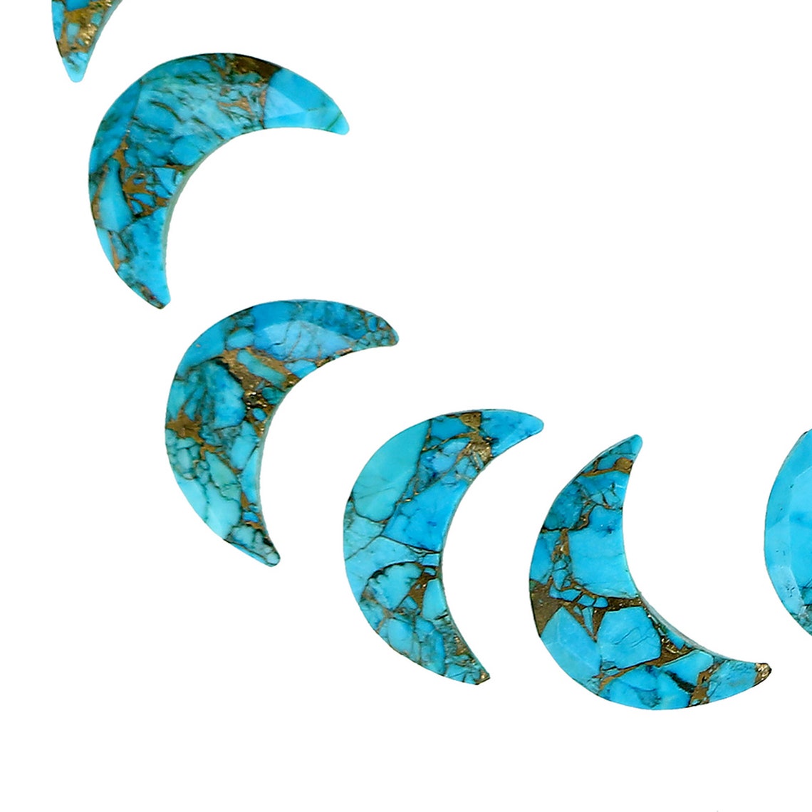 2 Pieces Copper Turquoise Moon Crescent Moon Shape Gemstone - Etsy