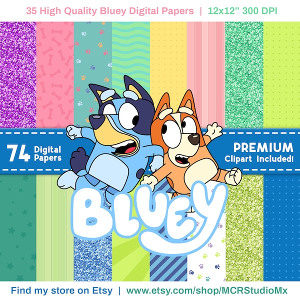 Bluey Digital Scrapbook Paper - Etsy Australia