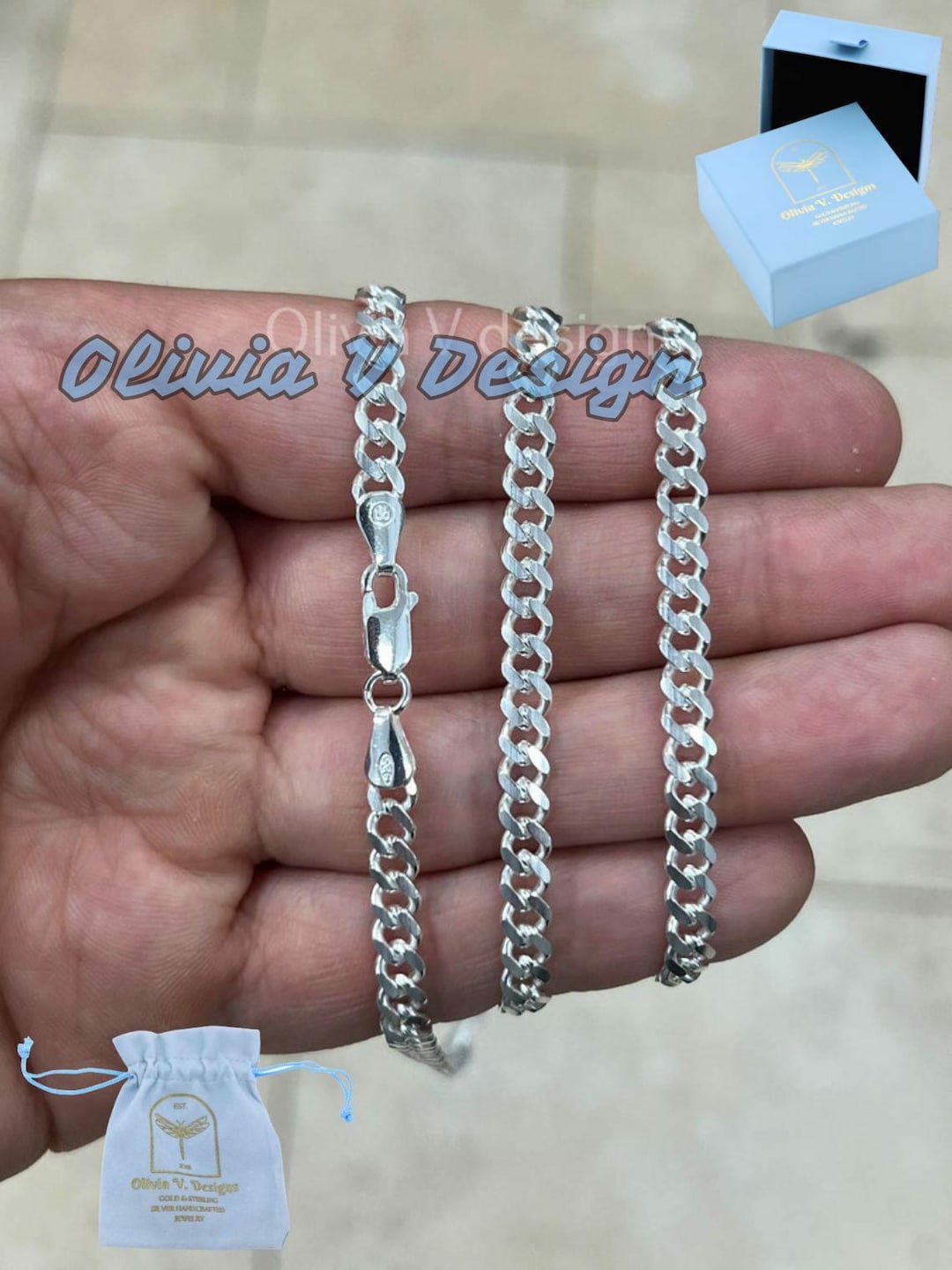 Sterling Silver Monaco Cuban Curb Chain - Solid Italian 925 Silver - Etsy