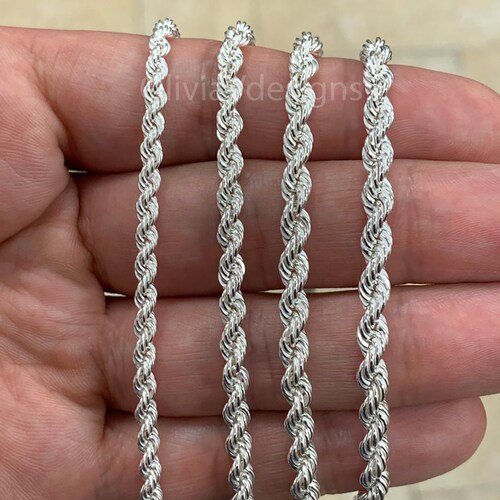 925 Sterling Silver Rope Chain Necklace 3.2mm 4mm 4.5mm 5mm - Etsy