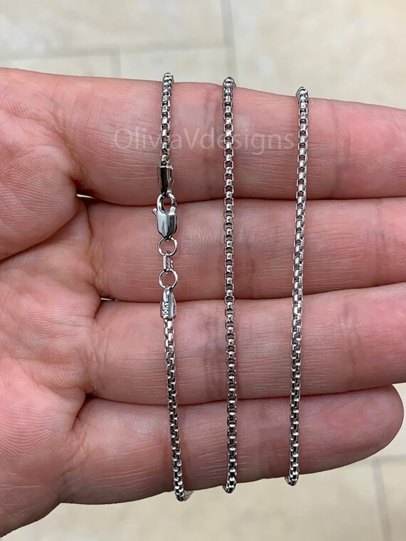 10K White Gold Round Box Necklace Chain 1.80mm Round Polished - Etsy