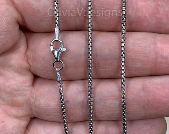 Round Box Chain, 2mm Round Box Chain, Sterling Silver Chain, .925 ...