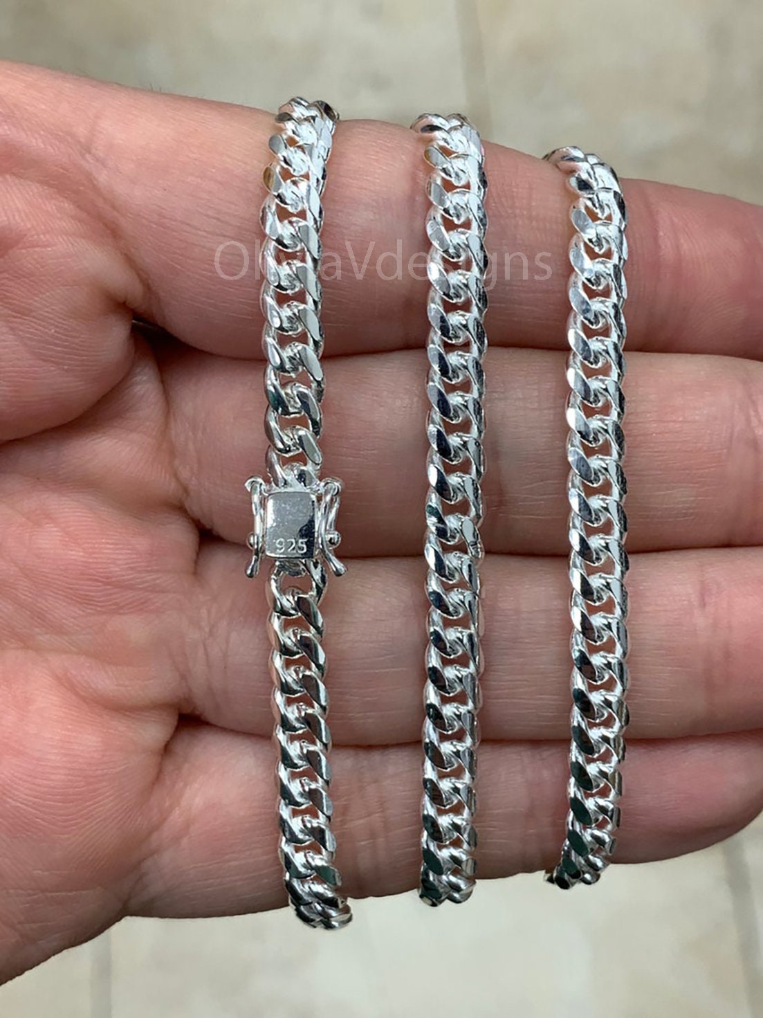 925 Solid Sterling Silver Miami Cuban 5mm Men Boyfriend Father | Etsy