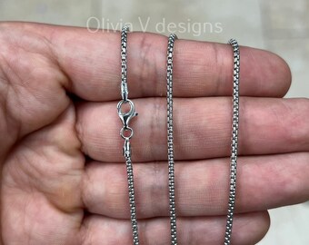 Round Box Chain, 2mm Round Box Chain, Sterling Silver Chain, .925 ...