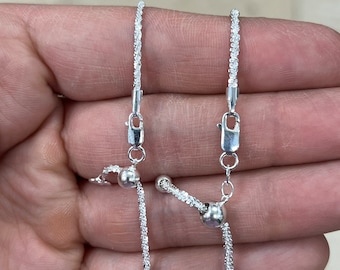 925 Sterling Silver Sparkle Glitter Margarita Twisted Rock Chain ...