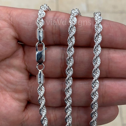 925 Sterling Silver Rope Chain Necklace Italy 1.2mm 1.5mm - Etsy Canada