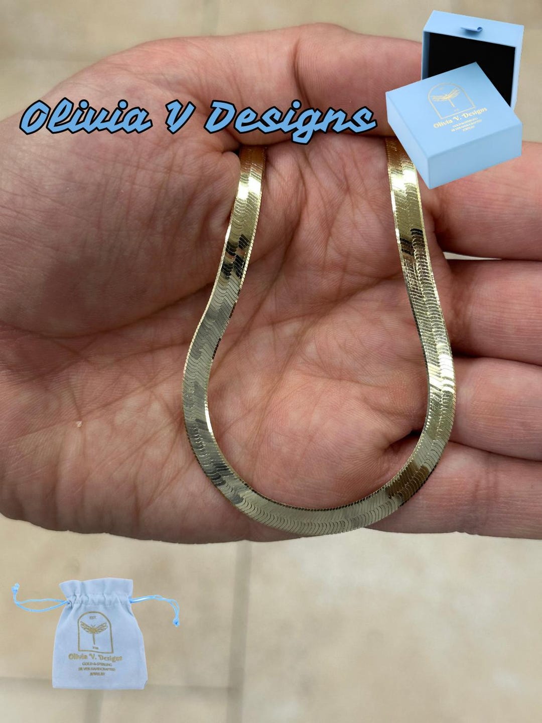 5.50mm Herringbone Chain, 925 Sterling Silver Necklace Over 14K Yellow ...