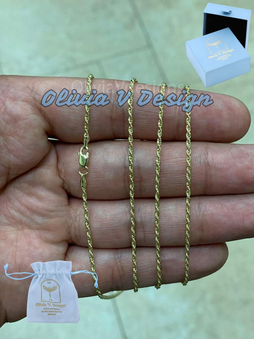 14k Gold Sparkle Rope Chain: 1.50mm Lightweight Necklace - Etsy