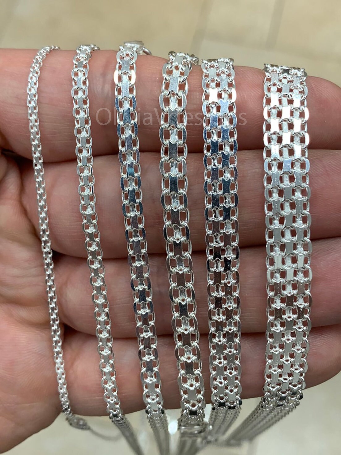 925 Sterling Silver Bismark Bizmark Diamond Cut Chain Necklace - Etsy