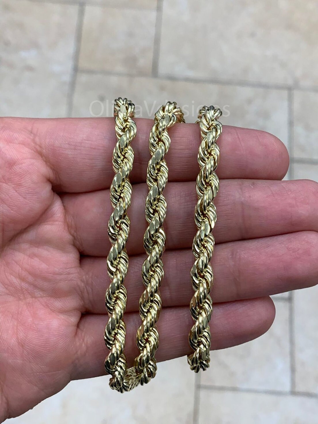 10K Solid Yellow Gold Necklace Gold Rope Chain 6mm 10K Gold | Etsy