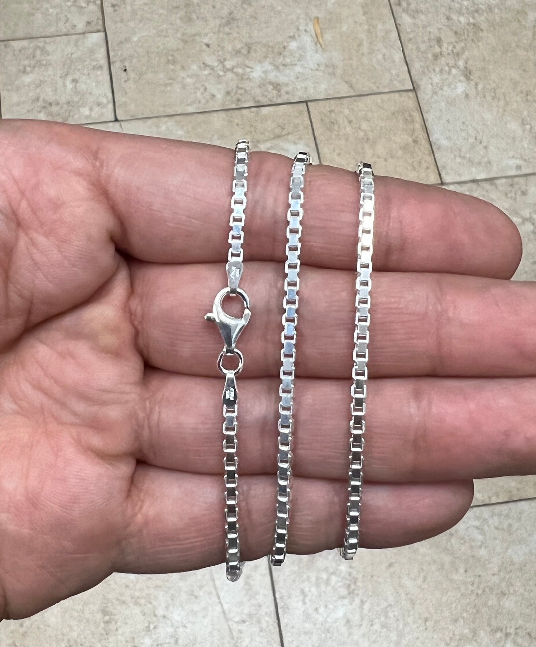 925 Sterling Silver Box Chain 2.20mm, Sterling Silver Chain, .925 ...