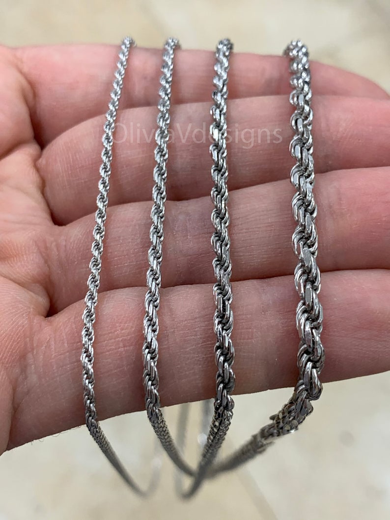 925 Sterling Silver Rope Chain Necklace Italy 2mm 2.5mm 3.2mm - Etsy