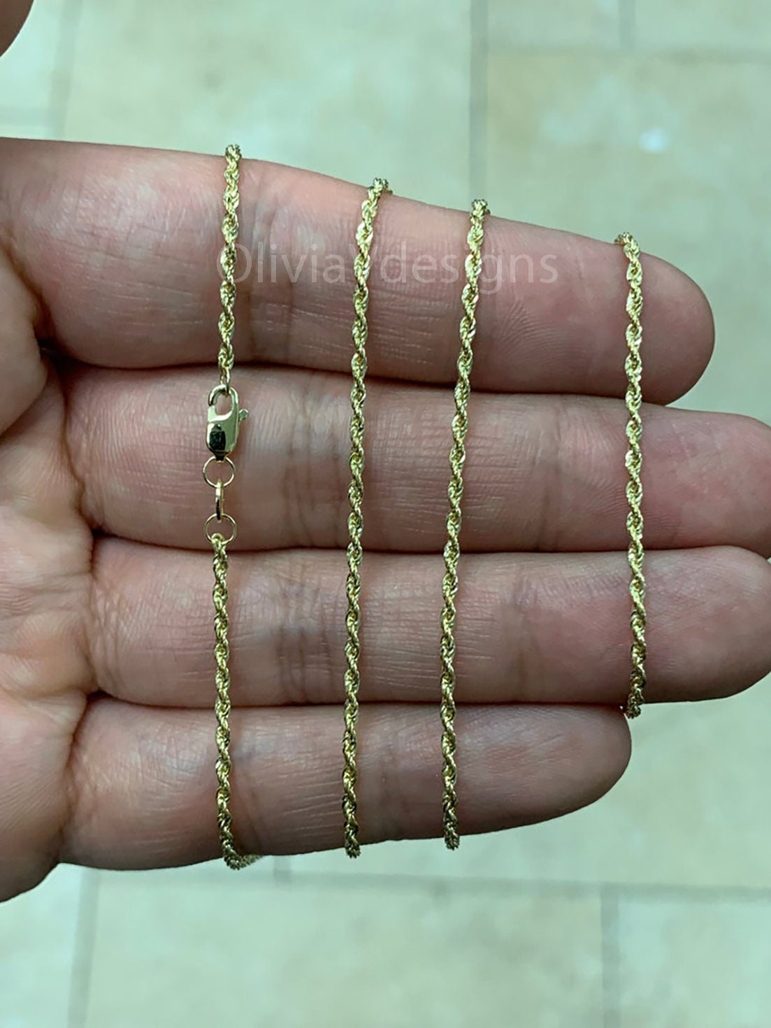 Genuine 10K Gold Sparkle Rope Chain 1.2MM Everyday Chain - Etsy