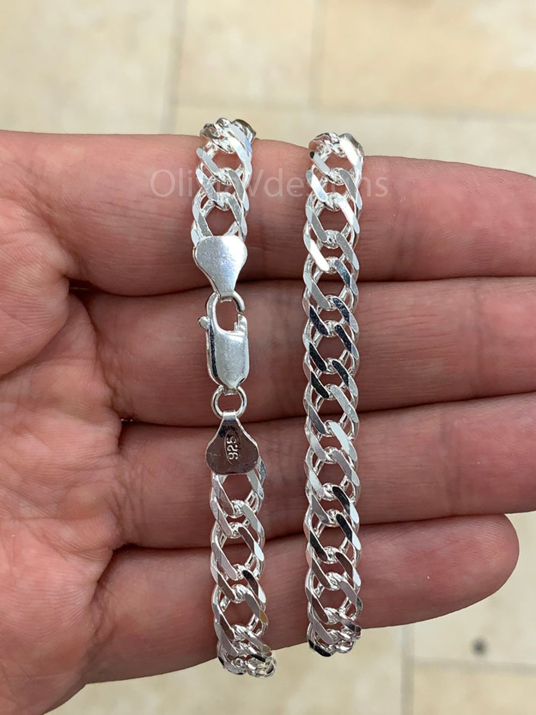 925 Sterling Silver Rambo Chain Necklace Italy 7mm Lobster - Etsy