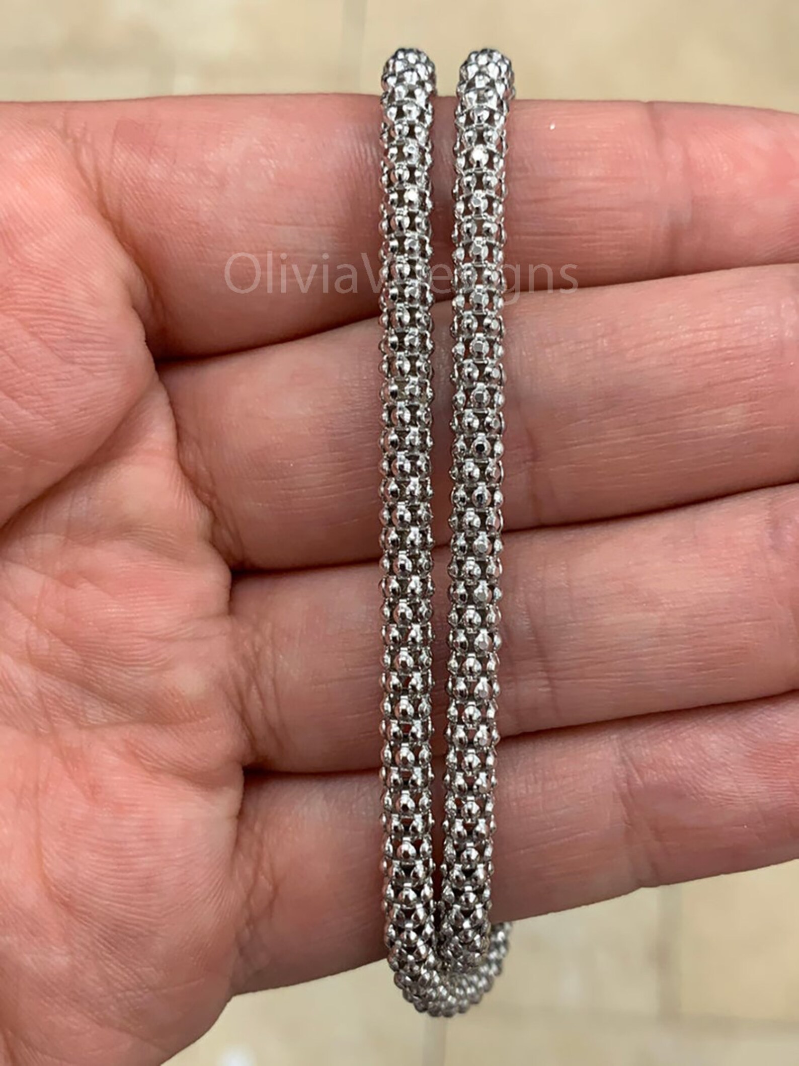 4.5MM Solid 925 Sterling Silver Italian Shiny POPCORN Chain | Etsy