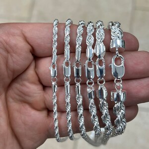 925 Sterling Silver Rope Chain Necklace 3mm 4mm 4.5mm 5mm 6.5mm 8mm ...